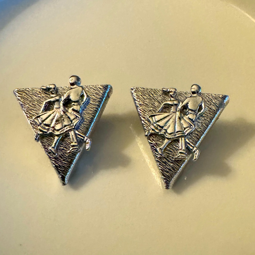 Metal Collar Tips - Vintage Square Dance Design - Gem